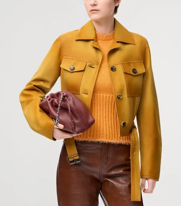 Loewe Suede Cropped Jacket - Brown