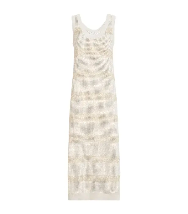 Brunello Cucinelli Cotton Knit Maxi Dress - Beige