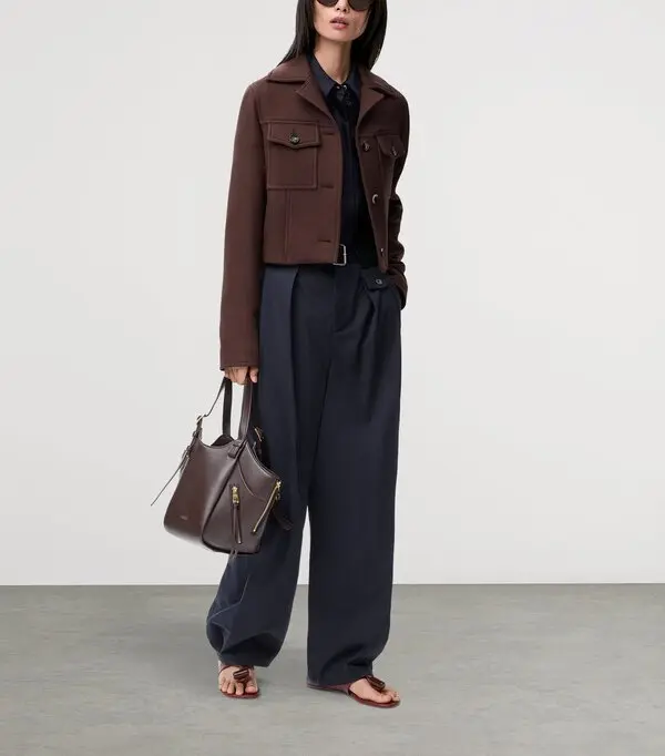 Loewe Cotton-silk Gabardine Belted Trousers - Navy