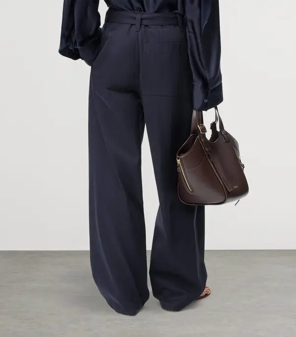 Loewe Cotton-silk Gabardine Belted Trousers - Navy