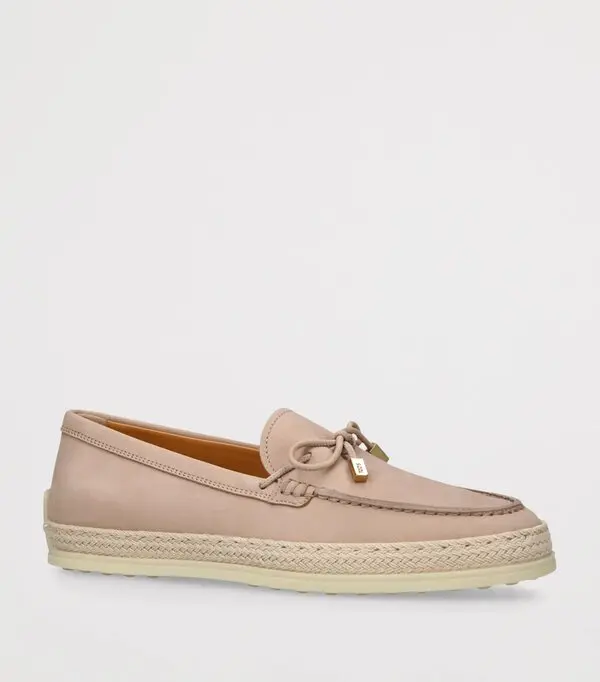TOD'S Suede Laccetto Loafers - Nude