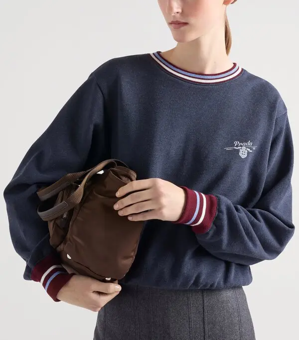 Prada Cotton Fleece Logo Sweatshirt - Blue