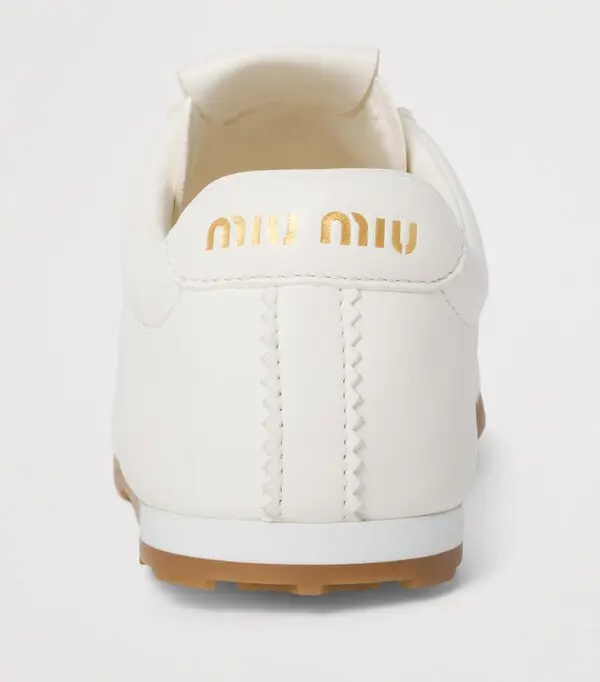 Miu Miu Nappa Leather Plume Sneakers - Neutral