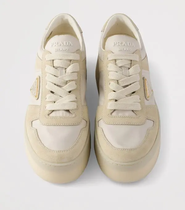 Prada Re-nylon And Suede Downtown Bold Sneakers - Neutral
