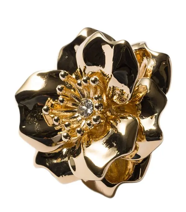Miu Miu Floral Crystal-embellished Brooch - Metallic