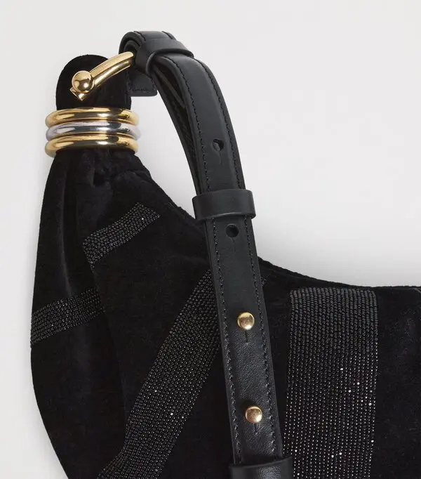 Chloé Mini Velvet Embellished Bracelet Top-handle Bag - Black