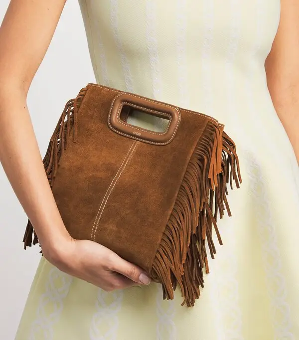 Maje Suede Fringed M Bag