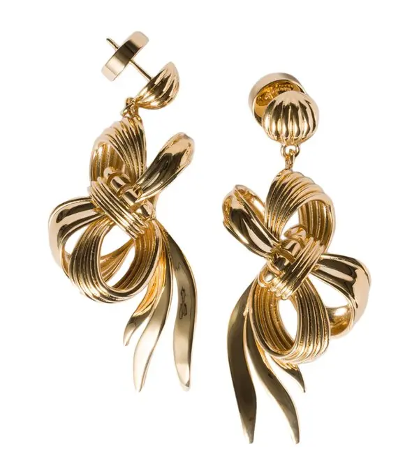 Miu Miu Metal Bow Earrings - Metallic