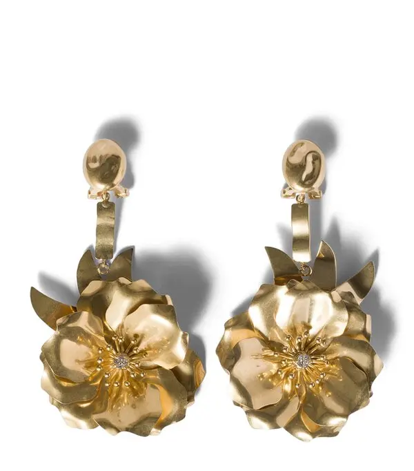 Miu Miu Floral Drop Clip-on Earrings - Metallic