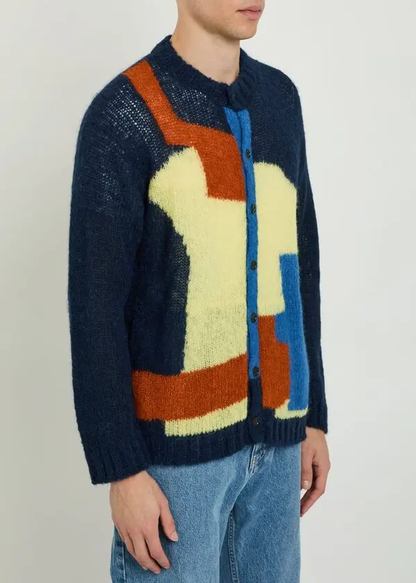 BODE Chapeau Colour-blocked Brushed Alpaca-blend Cardigan - Multicoloured 1