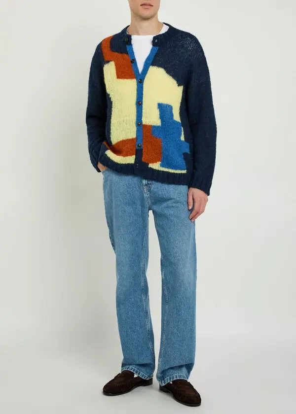 BODE Chapeau Colour-blocked Brushed Alpaca-blend Cardigan - Multicoloured 1