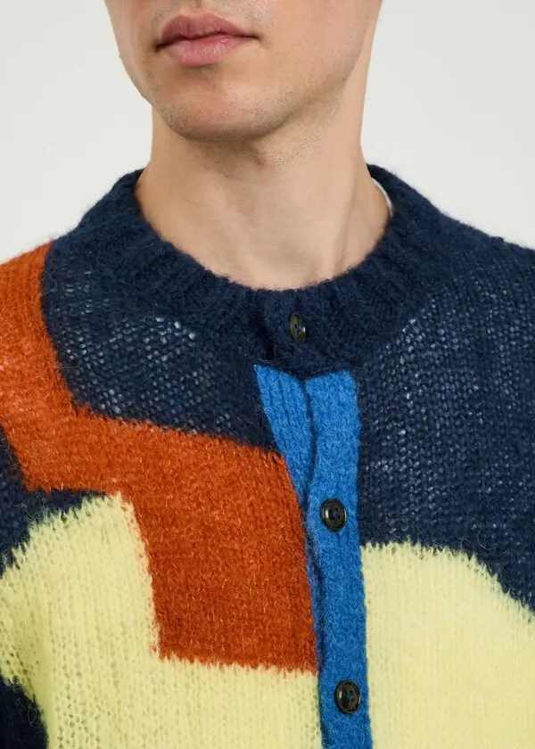 BODE Chapeau Colour-blocked Brushed Alpaca-blend Cardigan - Multicoloured 1