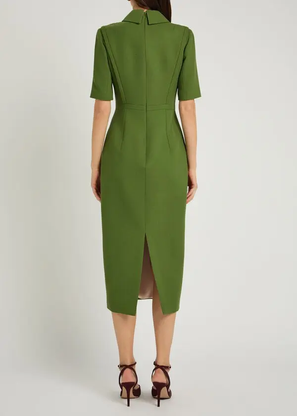 EMILIA WICKSTEAD Valetta Wool-crepe Midi Dress - Olive