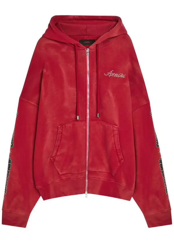Amiri Bones Embellished Hooded Sweatshirt - Red
