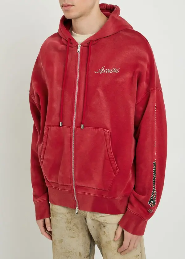 Amiri Bones Embellished Hooded Sweatshirt - Red