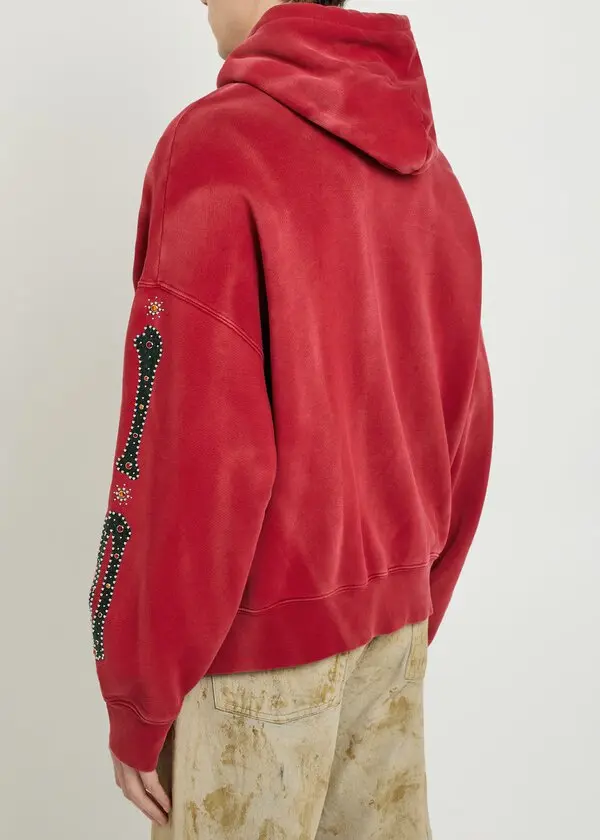 Amiri Bones Embellished Hooded Sweatshirt - Red
