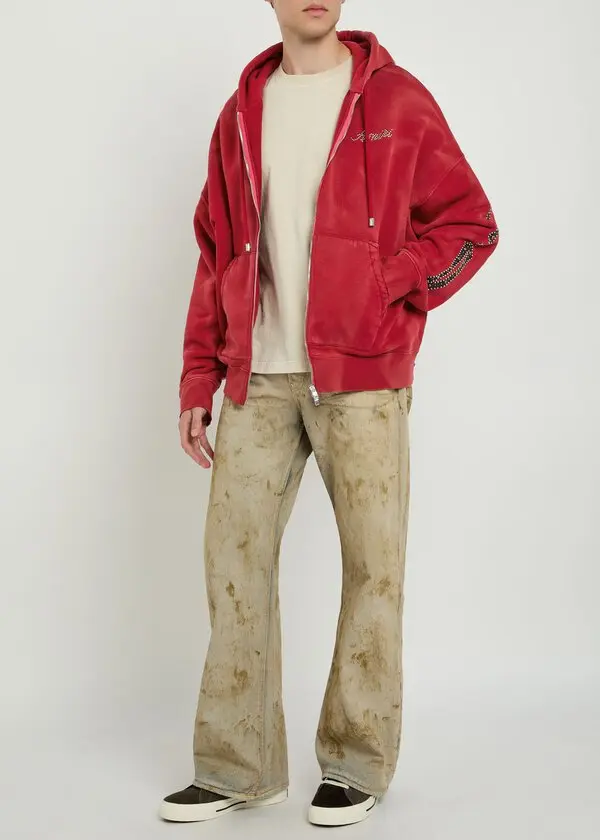 Amiri Bones Embellished Hooded Sweatshirt - Red