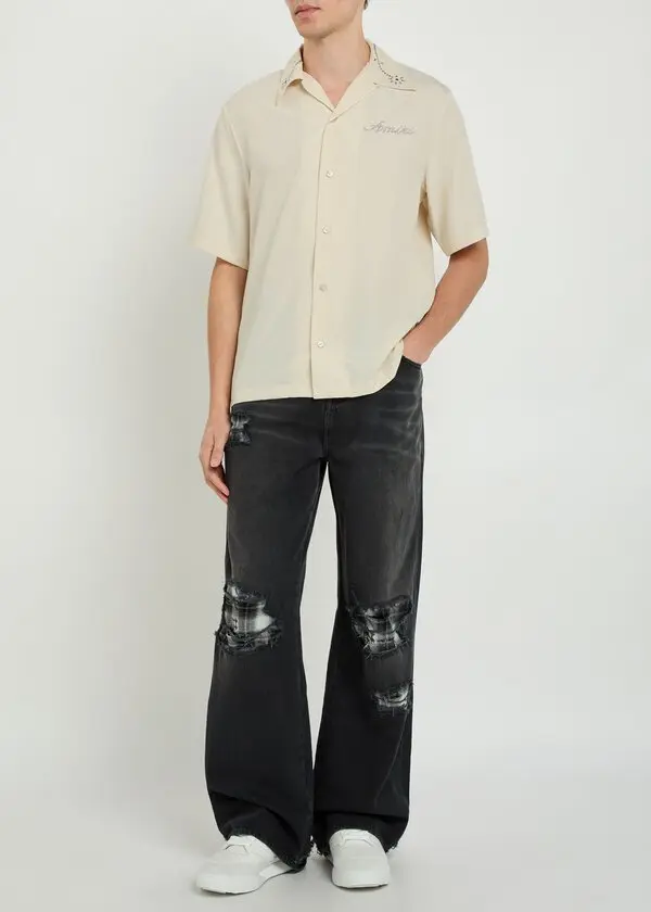 Amiri Stud Embellished Woven Shirt - Ivory