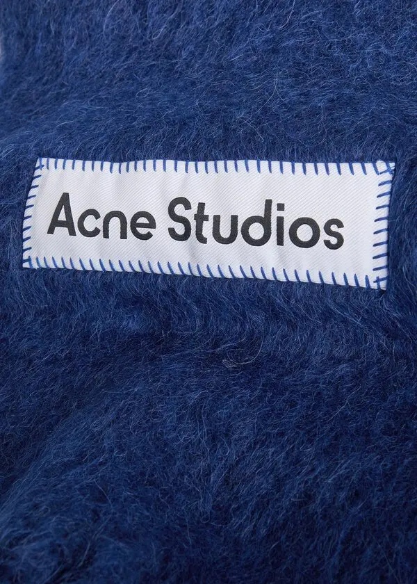 Acne Studios Logo-appliquéd Fringed Alpaca-blend Scarf - Blue