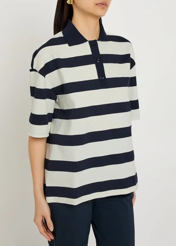 Max Mara Striped Jersey Polo Top