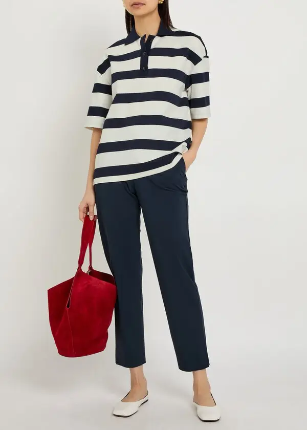 Max Mara Striped Jersey Polo Top