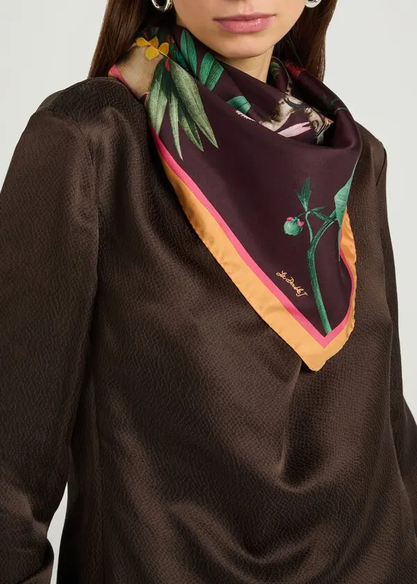 La DoubleJ Foulard Printed Silk-twill Scarf - Multicoloured