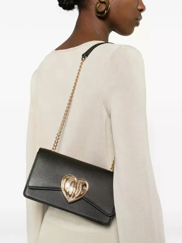 Moschino Heart-plaque Shoulder Bag - Black