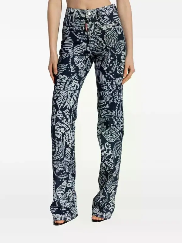 Dsquared2 Printed Straight Leg Trousers