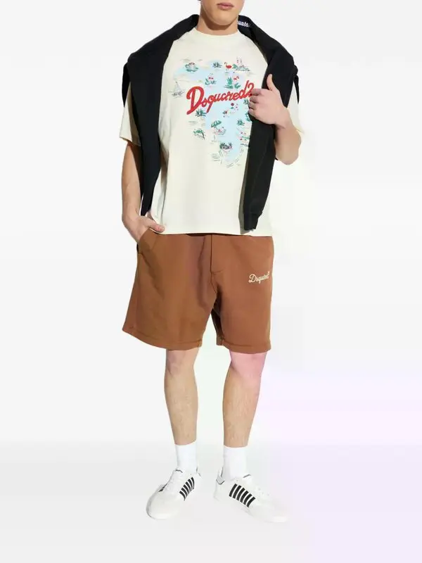 Dsquared2 Embroidered Logo Track Shorts - Brown