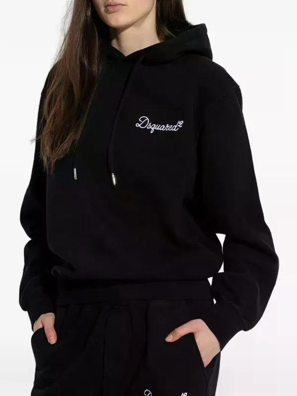 Dsquared2 Embroidered Hooded Top - Black