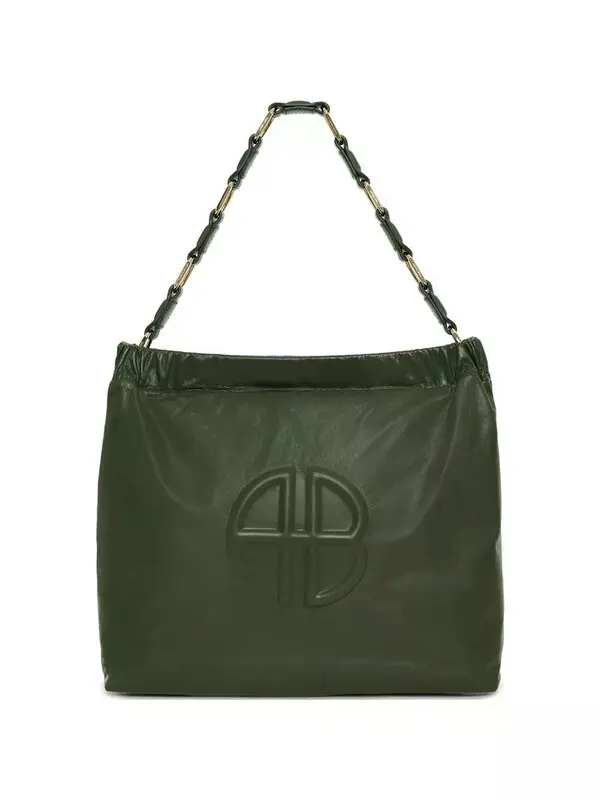 ANINE BING Kate Embossed Chain Shoulder Bag - Green