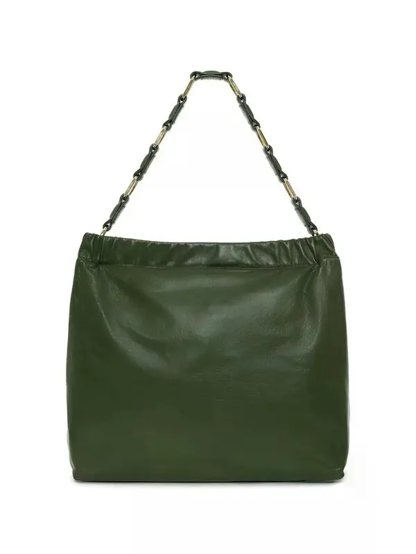 ANINE BING Kate Embossed Chain Shoulder Bag - Green