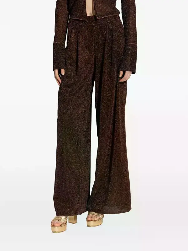Oseree Pleated Wide-leg Trousers - Brown