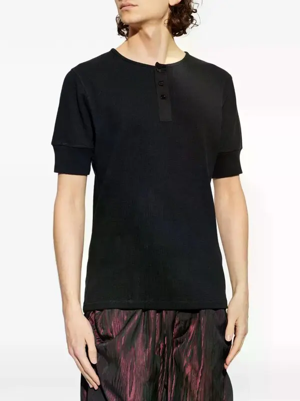 LEMAIRE Buttoned Ribbed T-shirt - Black