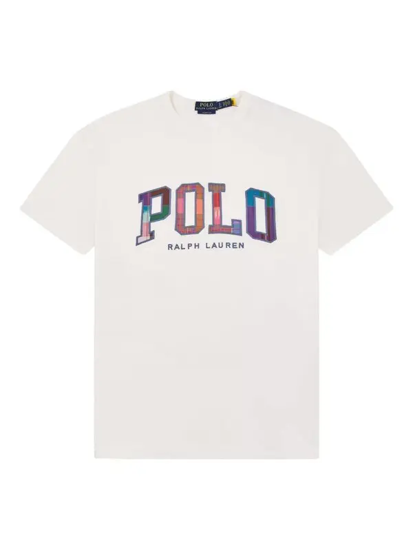 Polo Ralph Lauren Madras Logo-print Cotton T-shirt - White