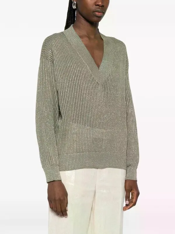 Brunello Cucinelli V-neck Ribbed-knit Sweater