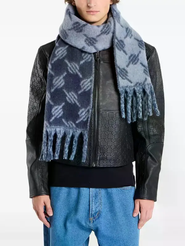 DAILY PAPER Riyo Monogram Fringed Scarf - Blue