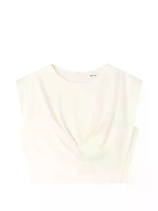 Sandro Satin-effect Cropped Top With Round Neckline - Neutrals