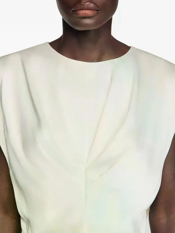 Sandro Satin-effect Cropped Top With Round Neckline - Neutrals