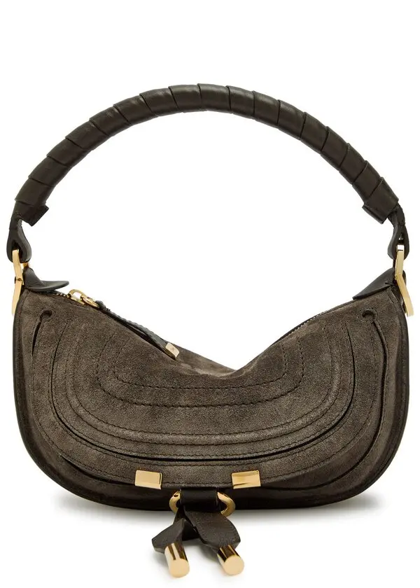 Chloé Marcie Small Suede Shoulder Bag - Dark Brown