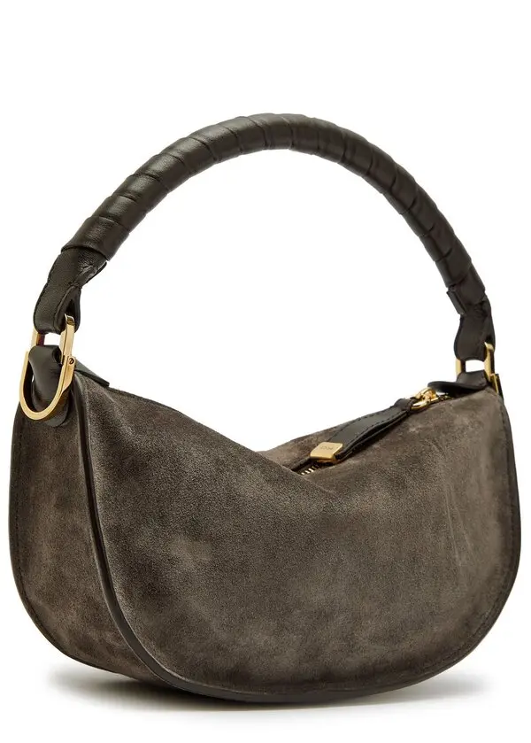 Chloé Marcie Small Suede Shoulder Bag - Dark Brown