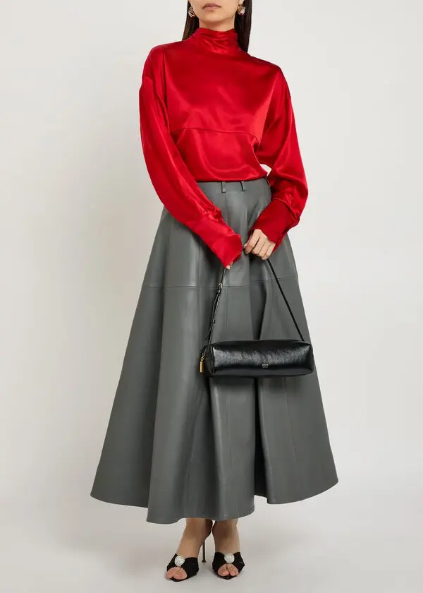 ARMARIUM Scarf-effect Stretch-silk Blouse - Red