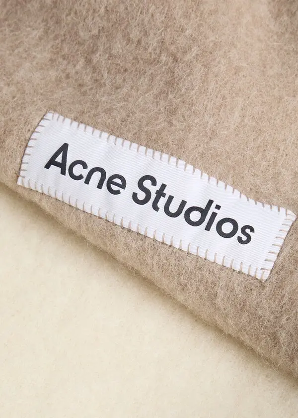 Acne Studios Logo-appliquéd Fringed Alpaca-blend Scarf - Beige