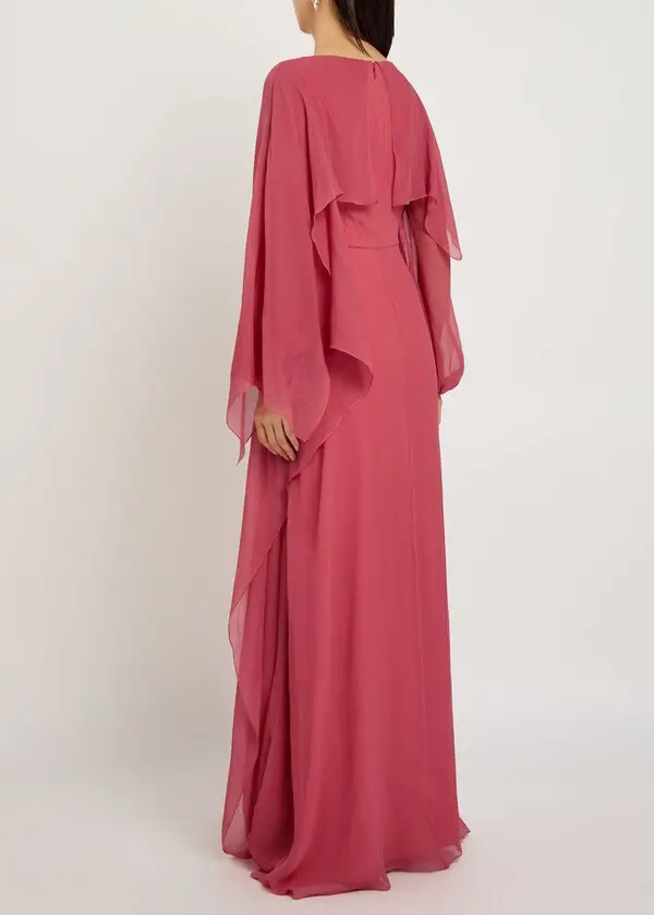 Erdem Cape-effect Silk-georgette Maxi Dress - Pink