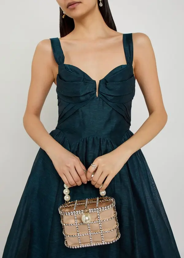 Zimmermann Rebellion Pleated Linen And Silk-blend Midi Dress - Teal