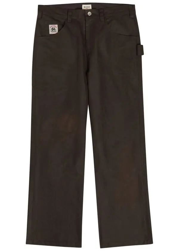 BODE Knolly Brook Straight-leg Waxed Cotton Trousers - Brown