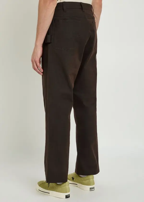 BODE Knolly Brook Straight-leg Waxed Cotton Trousers - Brown