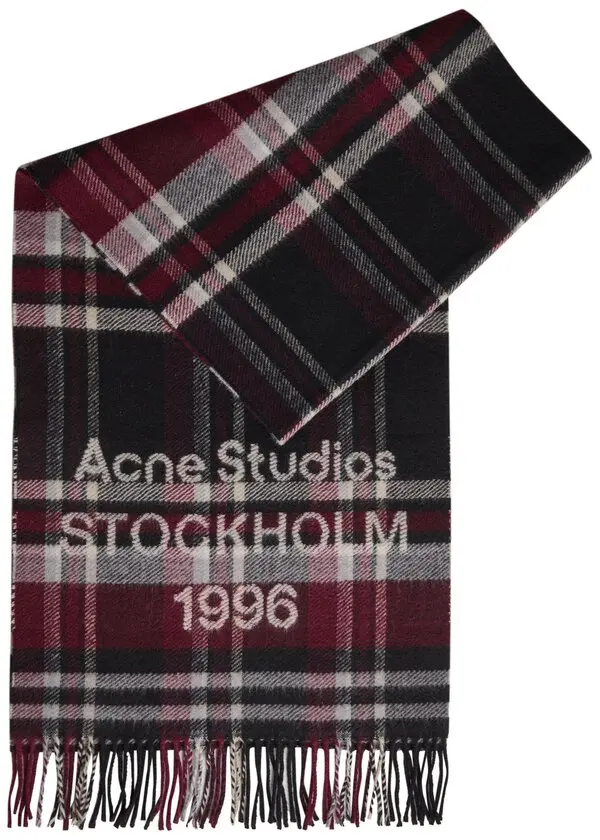 Acne Studios Logo-intarsia Checked Wool-blend Scarf - Black