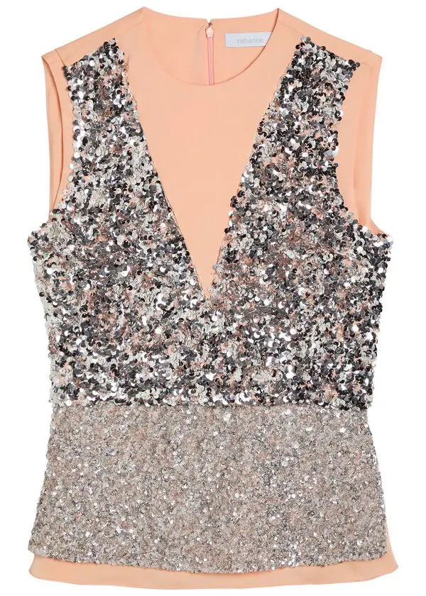 Rabanne Sequin-embellished Satin Top - Silver