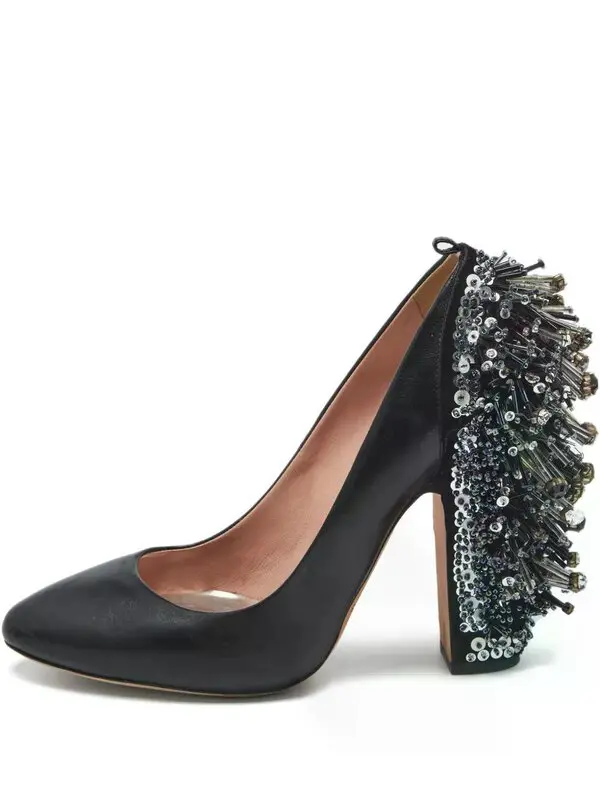 Rochas Crystal Embellished Leather Pumps